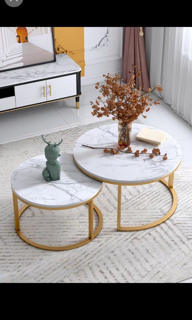 Modern Lux Marble Coffee Table Set, Furniture & Home Living, Furniture ...