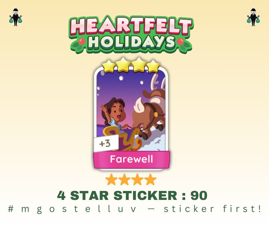 Monopoly Go! RARE Sticker ( Farewell ), Hobbies & Toys, Toys & Games on ...