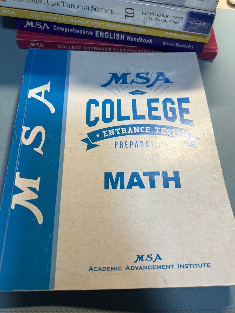 MSA COLLEGE ENTRANCE TEST MATH REVIEW BOOK, Hobbies & Toys, Books ...