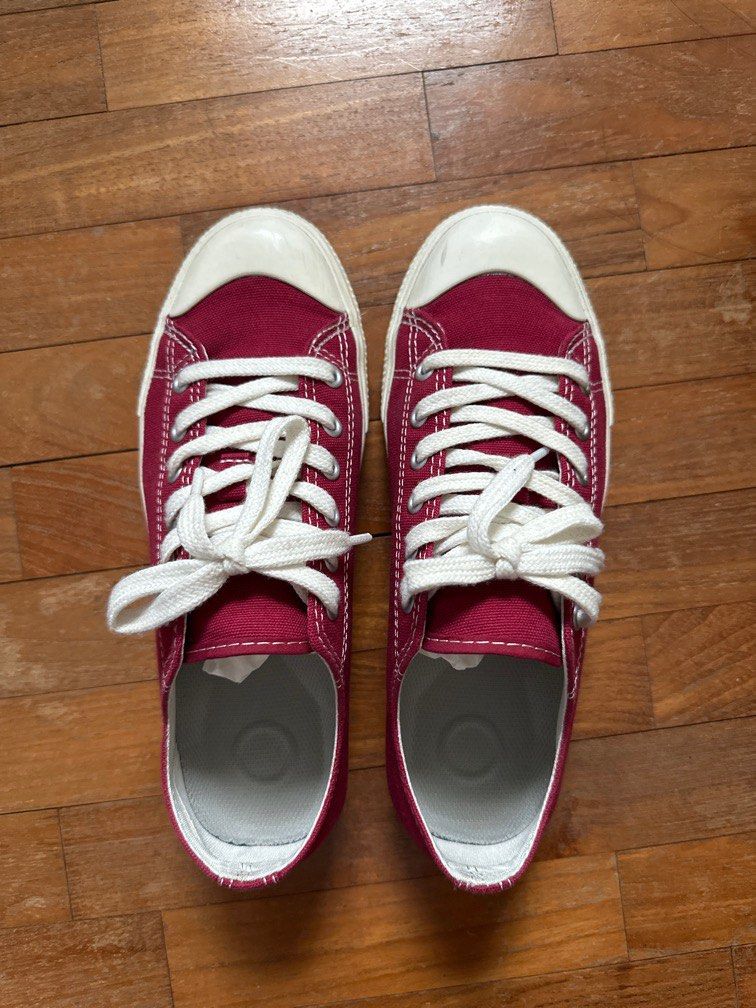 Muji Red Sneakers 24.0, Women's Fashion, Footwear, Sneakers on Carousell
