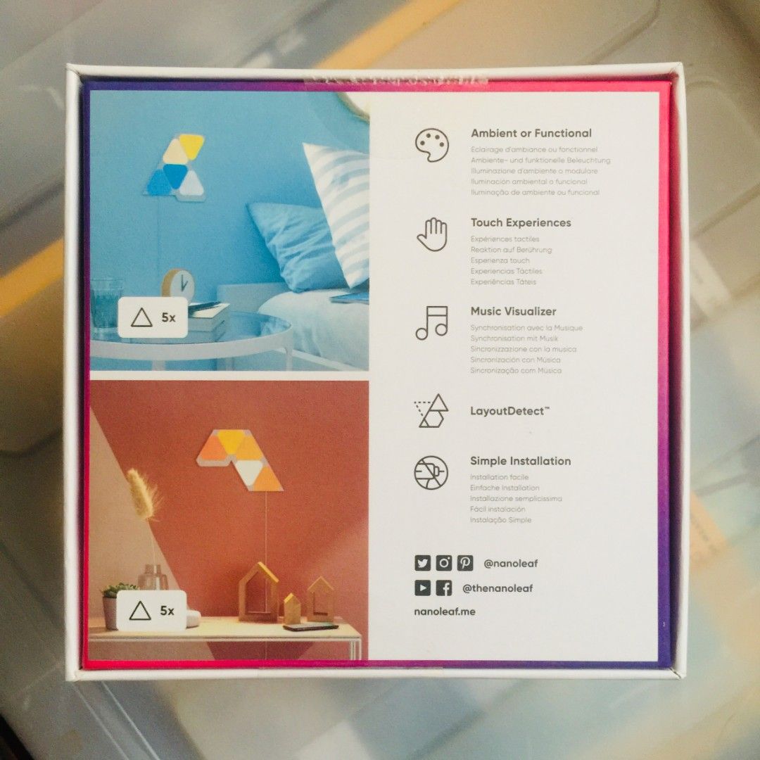 Nanoleaf Shapes Mini Triangles Starter Kit 5 Panels Smart Creative ...