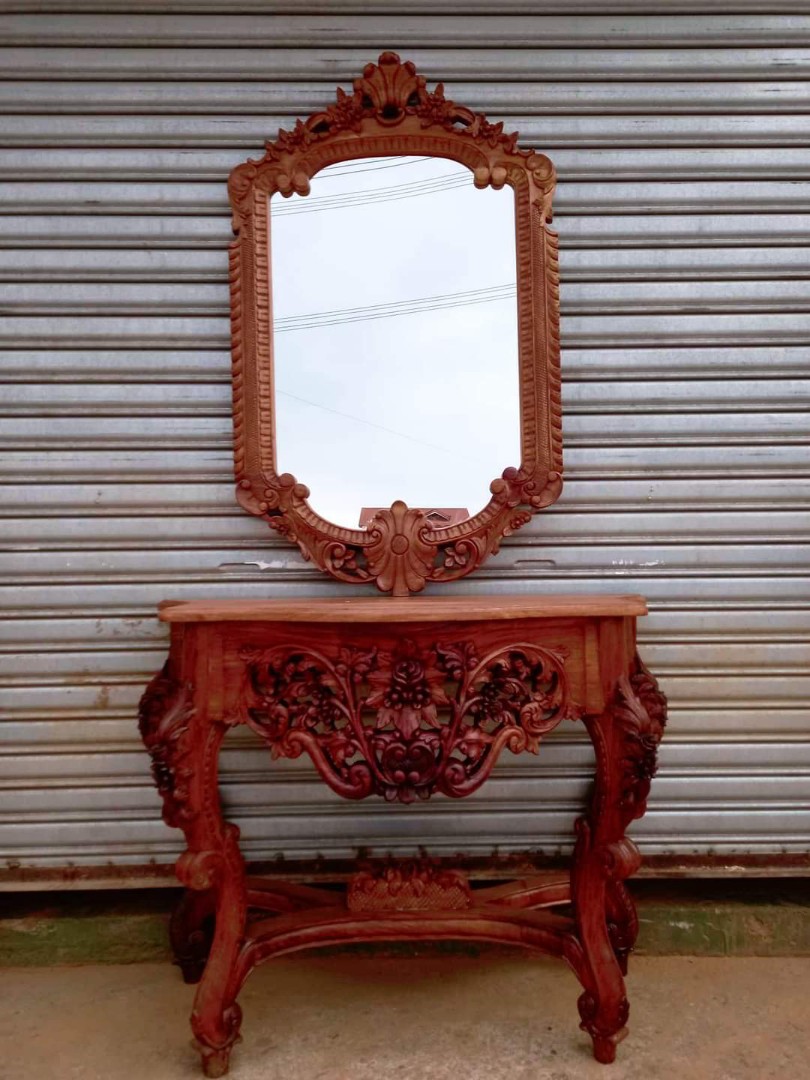 Narra Console Table with Mirror, Furniture & Home Living, Furniture ...