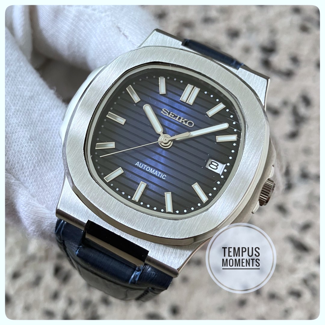 Nautilus Sunburst Blue automatic watch - Seiko mod, Men's Fashion ...
