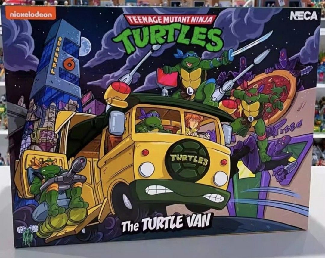 NECA TMNT Turtles in Disguise 4 pack, Turtle Van, Donatello's Portable ...