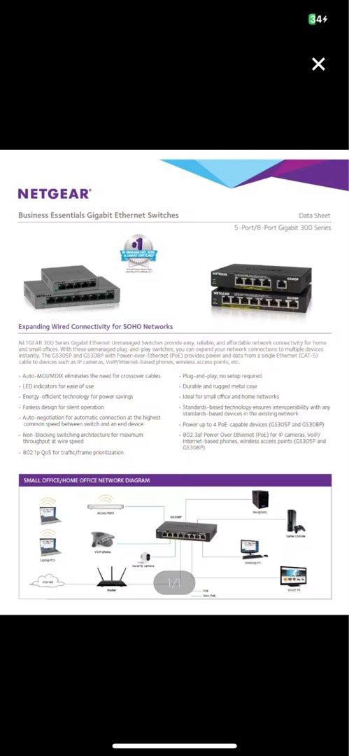 NETGEAR GS 305 5-port gigabit ethernet unmanaged switch, Computers ...