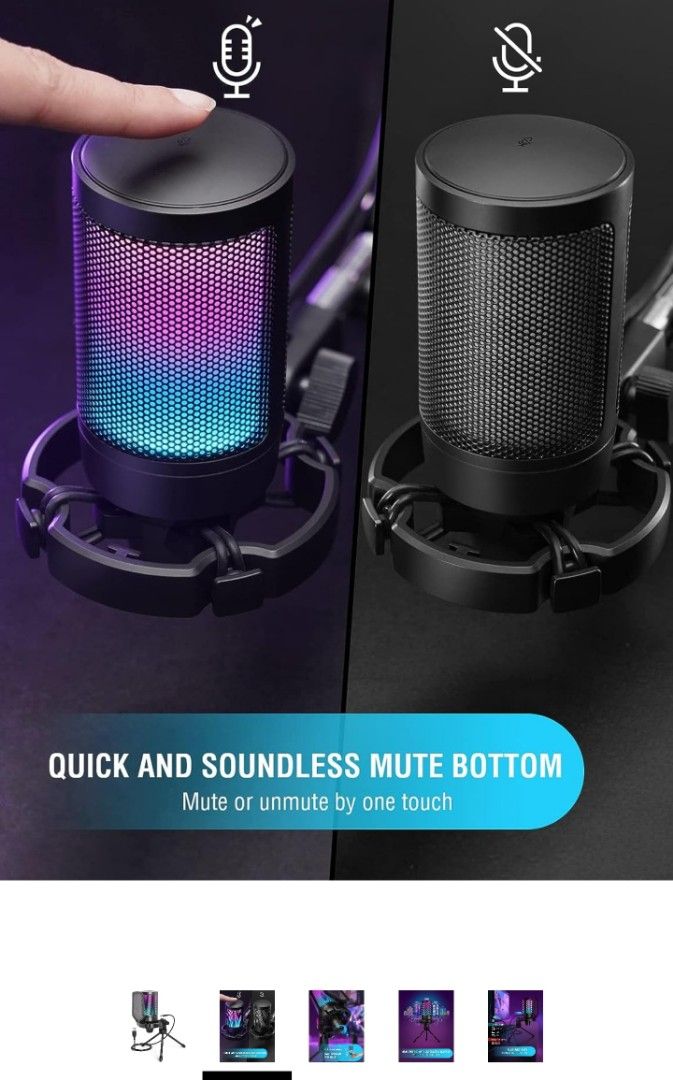 *New Box* FIFINE /Ampligame A6-V Gaming USB Microphone for PC PS5, Condenser Mic with Quick Mute ...