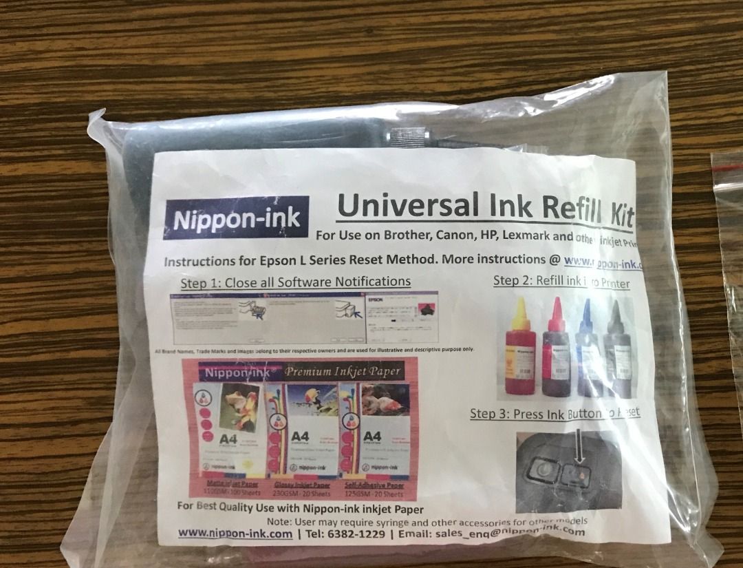 Nippon-ink Refill Kit Universal Ink 100mlx4, Computers & Tech, Printers ...