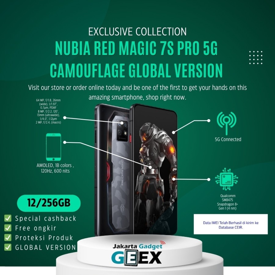 Nubia Red Magic 7s Pro 5G Global Version Camouflage 12GB 256GB Pajak ...