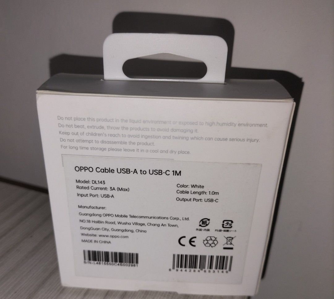 Oppo DL143 Cable USB A to USB C, Mobile Phones & Gadgets, Mobile ...
