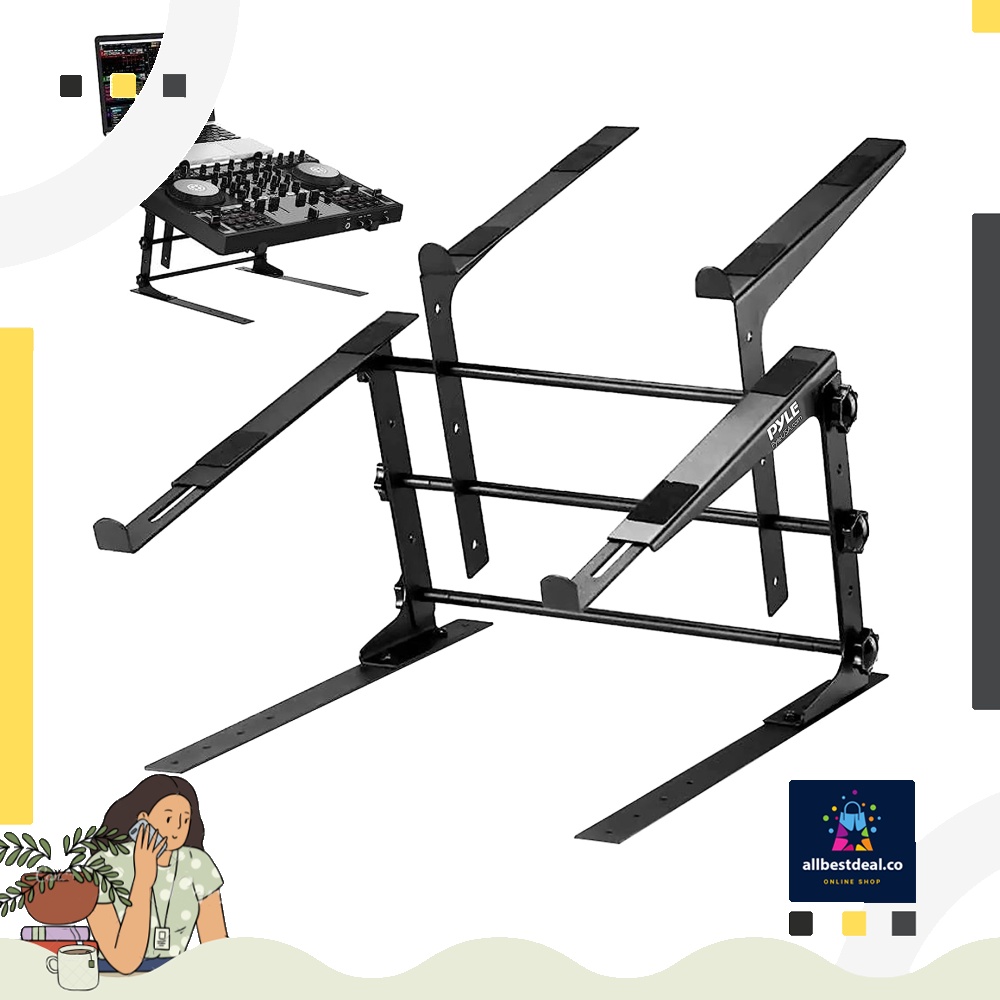 Pyle Portable Dual Laptop Stand - Standing Table with Adjustable Height ...