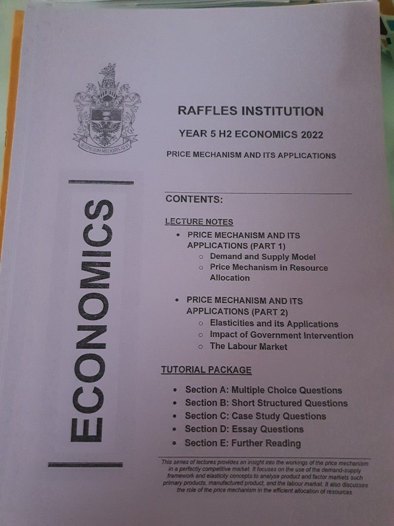 Raffles JC Economics Notes (FULL SET), Hobbies & Toys, Books ...