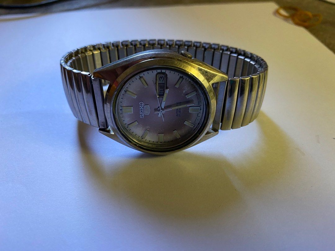Seiko 5 Automatic 17 Jewels Round Gray-Metallic Aged Dial Watch, Men's Fashion, Watches ...