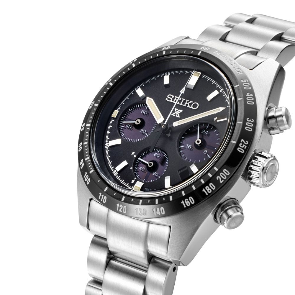 Seiko Prospex Solar Chronograph Black Dial Speedtimer Watch SSC819 ...