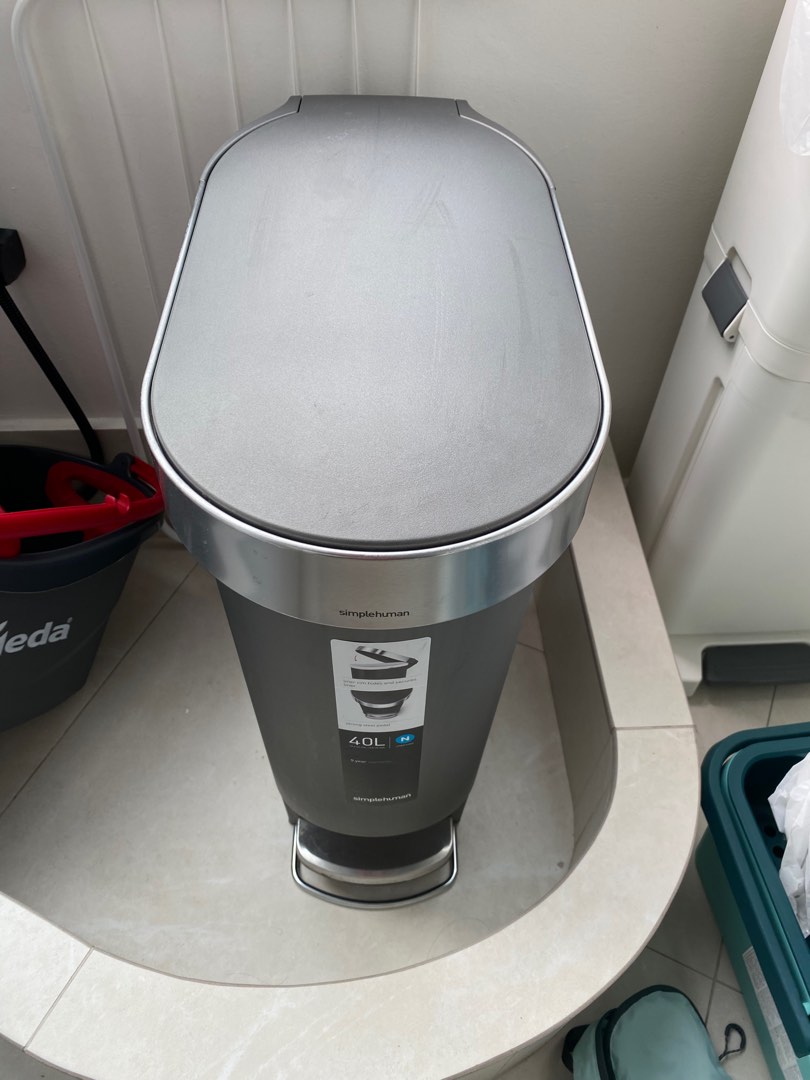 simplehuman 40L plastic slim step bin, Furniture & Home Living, Cleaning & Homecare Supplies ...