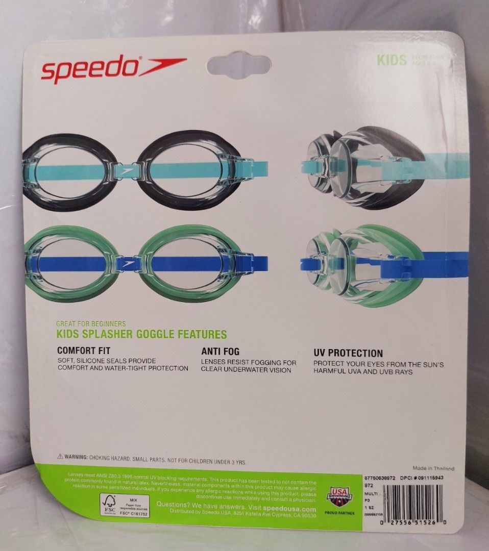 Speedo Goggles Kids 2-Pack Splasher Ages 3-6 NewUSA, Sports Equipment ...