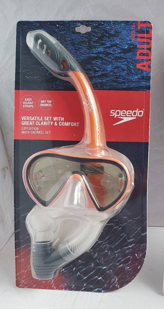 Speedo Snorkel Mask Set Adult Expedition Orange Ages 14+ NewUSA, Sports ...