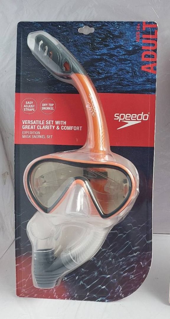 Speedo Snorkel Mask Set Adult Expedition Orange Ages 14+ NewUSA, Sports ...