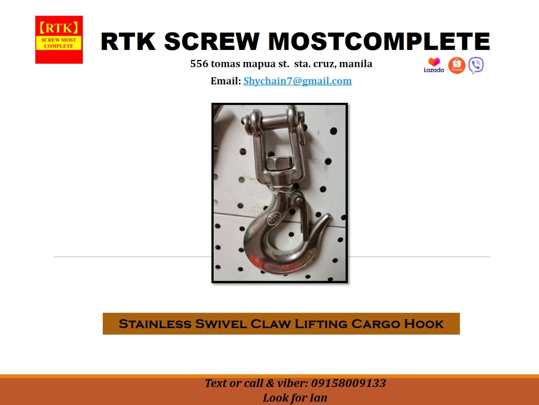 Stainless Swivel Claw Lifting Cargo Hook 1.5 Ton, Commercial ...