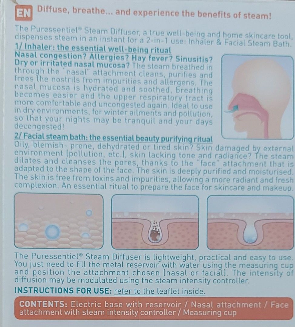 Steam diffuser, inhaler & facial steam bath, 美容＆個人護理, 健康及美容 - 皮膚護理, 面部 ...