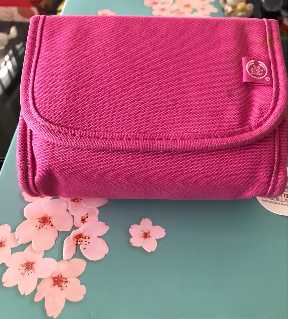 The body shop makeup pouch fushia pink, Women's Fashion, Bags & Wallets ...
