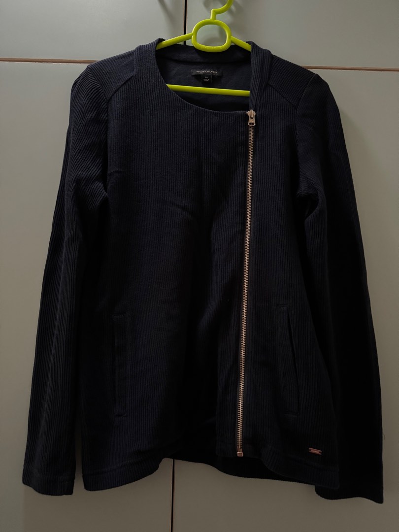 Tommy Hilfiger side zip jacket in navy, Women's Fashion, Coats, Jackets ...