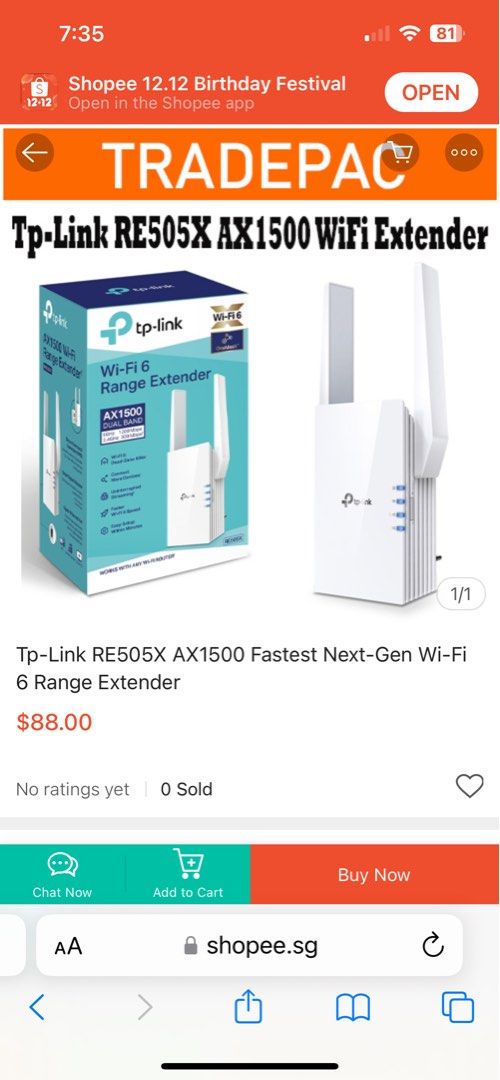 TP-LINK Wifi 6 Range Extender AX1500 Dual Band, Computers & Tech ...