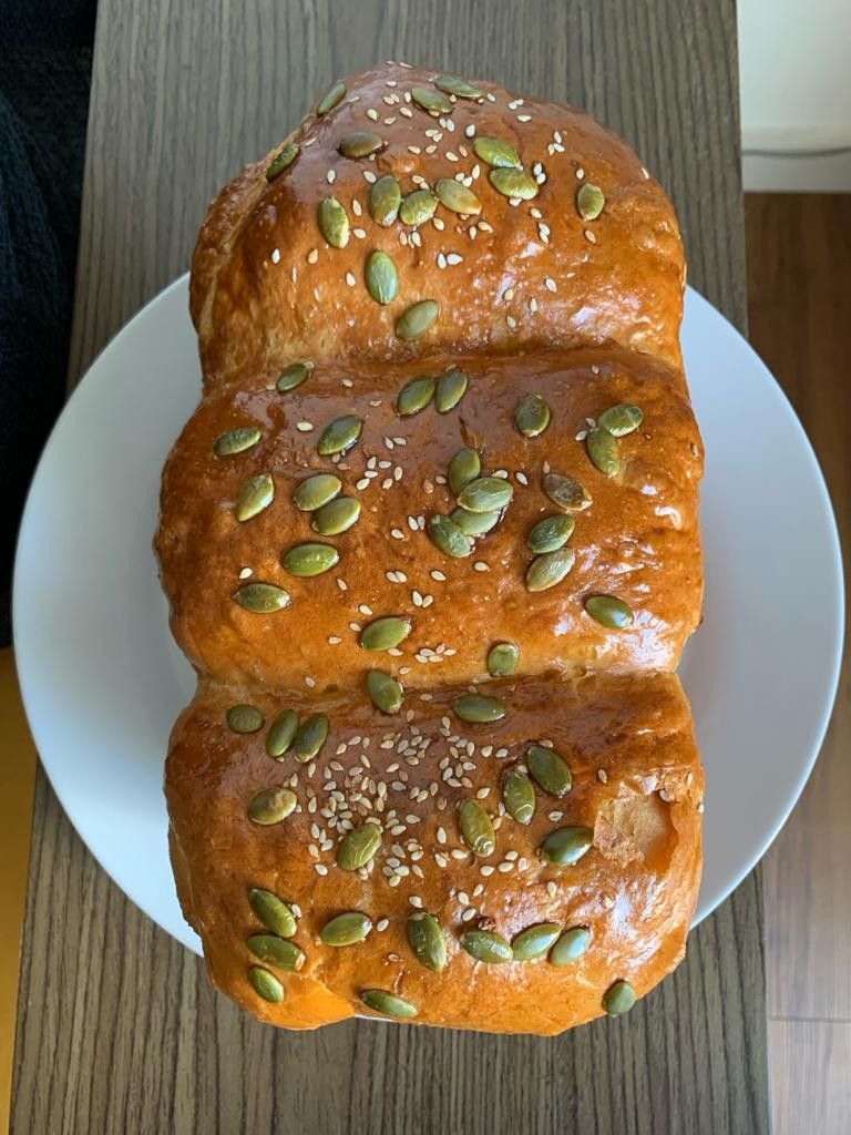 Turkish freshly baked Butter Toast Bread loaf with egg and milk and ...