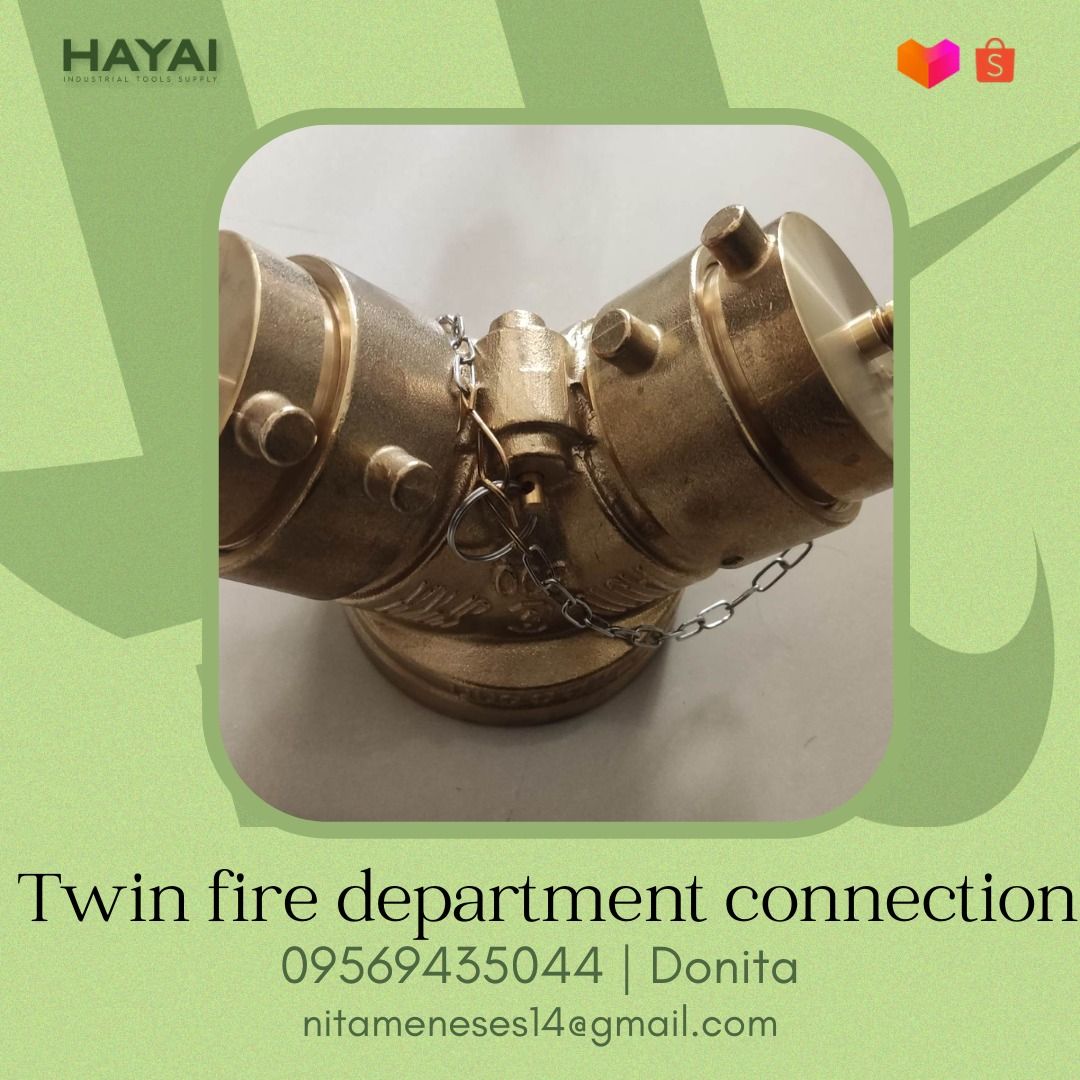 Twin fire department connection wt cap and chain, Commercial ...