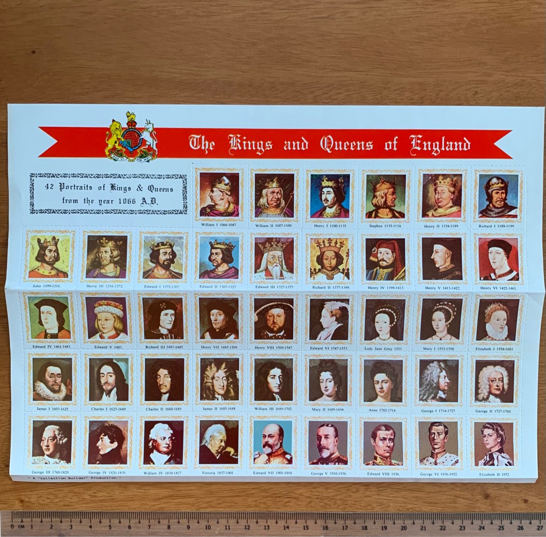 UK royalty kings & queens rouletted stamp-like labels from 1066AD to ...