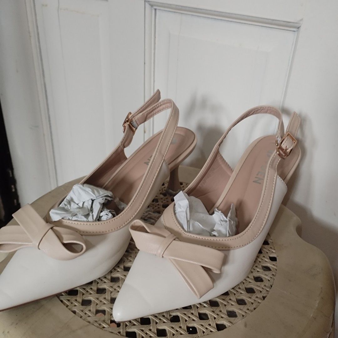 VDEN Apricot Stiletto Mule Heels with box+shoebags, Women's Fashion ...