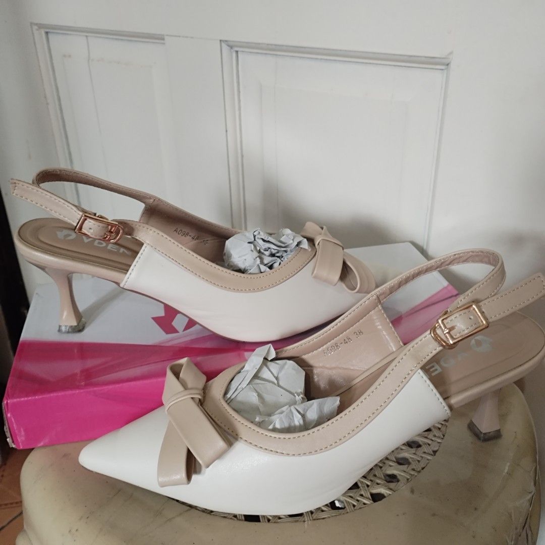 VDEN Apricot Stiletto Mule Heels with box+shoebags, Women's Fashion ...