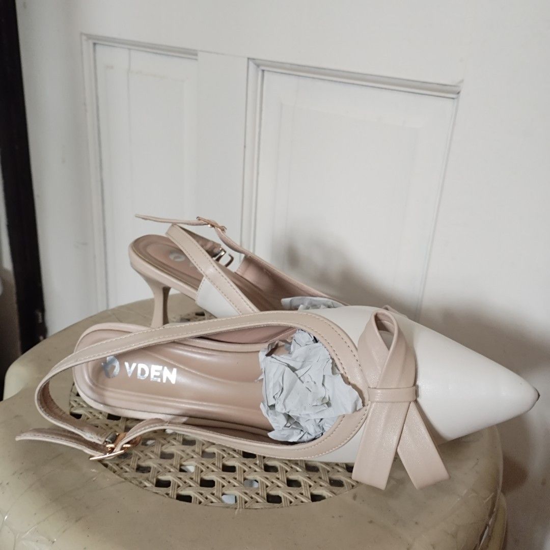 VDEN Apricot Stiletto Mule Heels with box+shoebags, Women's Fashion ...