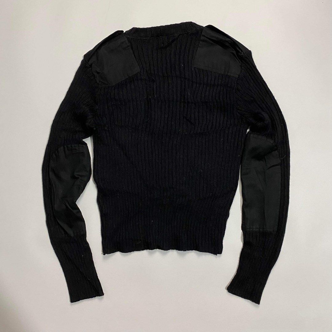 Vintage Military Army V-Neck Commando Tactical Wool Knit Sweater(Black ...