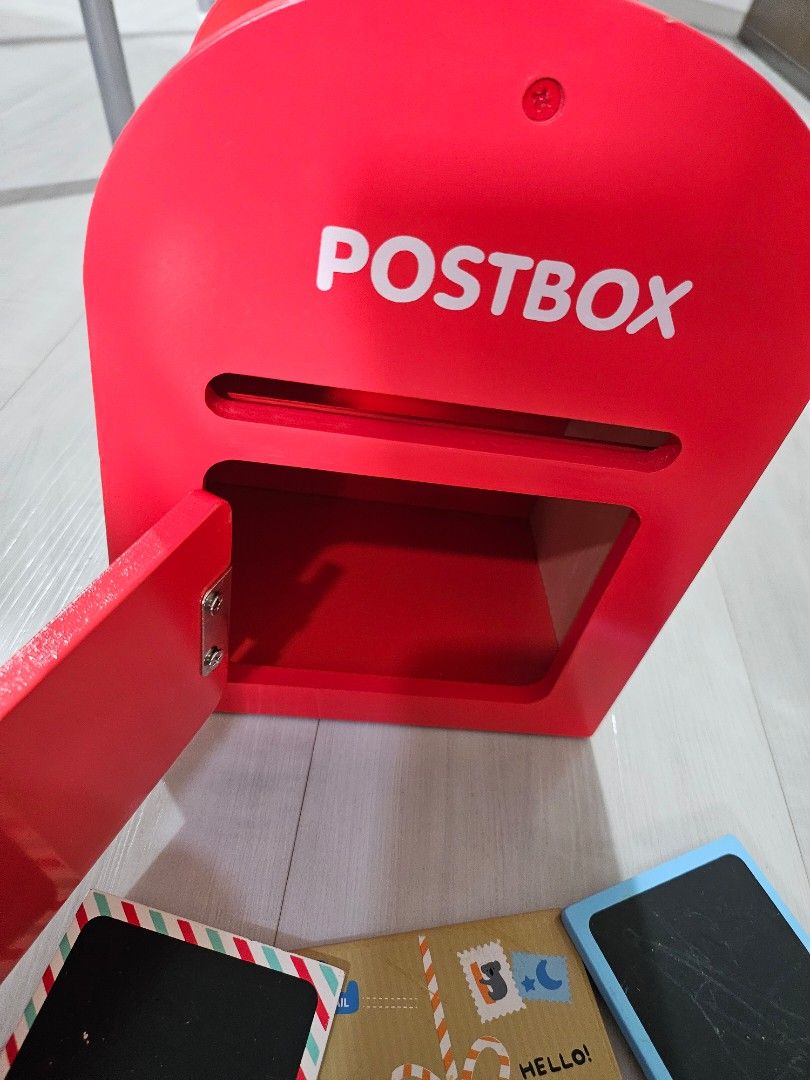 Wooden post box with postcard, Hobbies & Toys, Toys & Games on Carousell