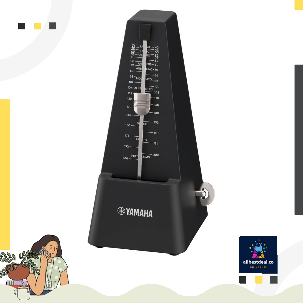 Yamaha MP-90BK Metronome Black Classic Triangle Cone Style Matte Finish Prevents Fingerprints ...