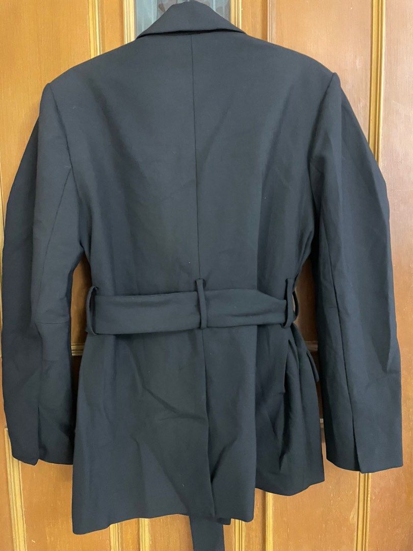 Zara Black Blazer with Belt with Drooping Shoulders, Women's Fashion ...