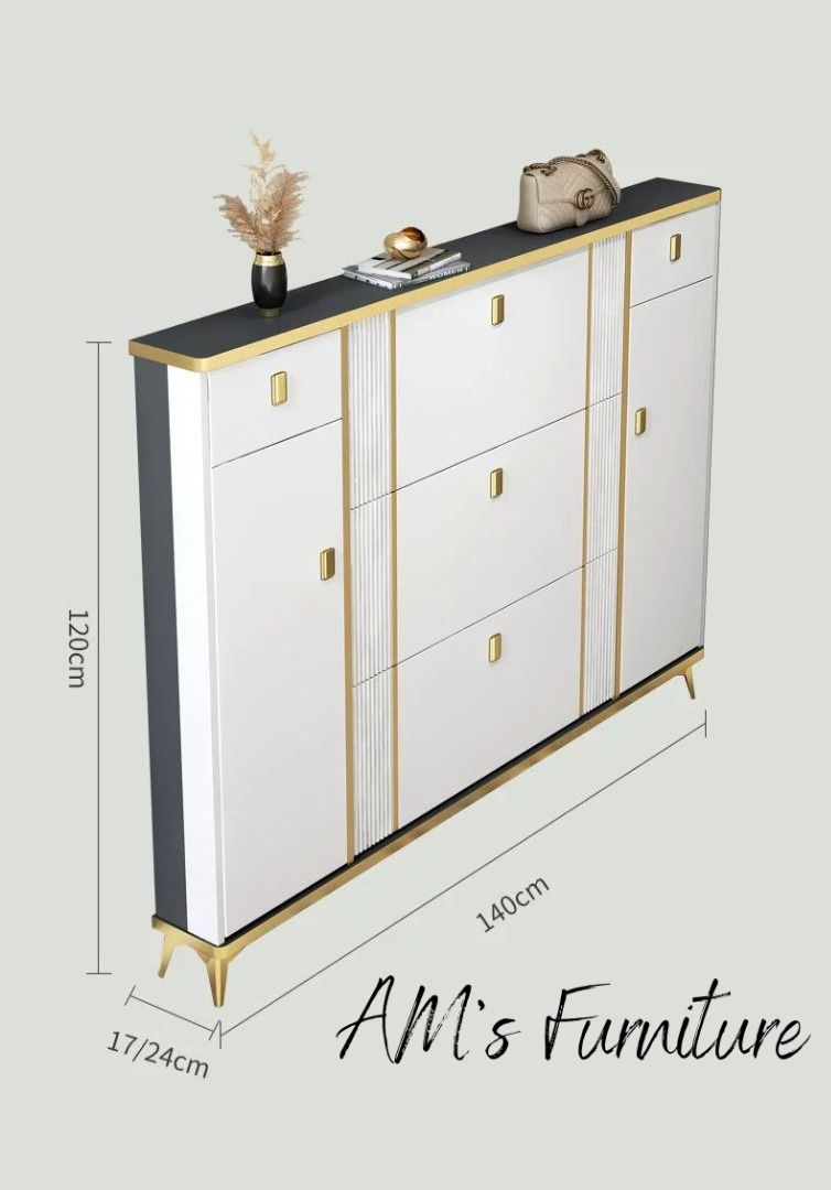 ZEN Luxury Slim Shoe Cabinet, Furniture & Home Living, Furniture ...