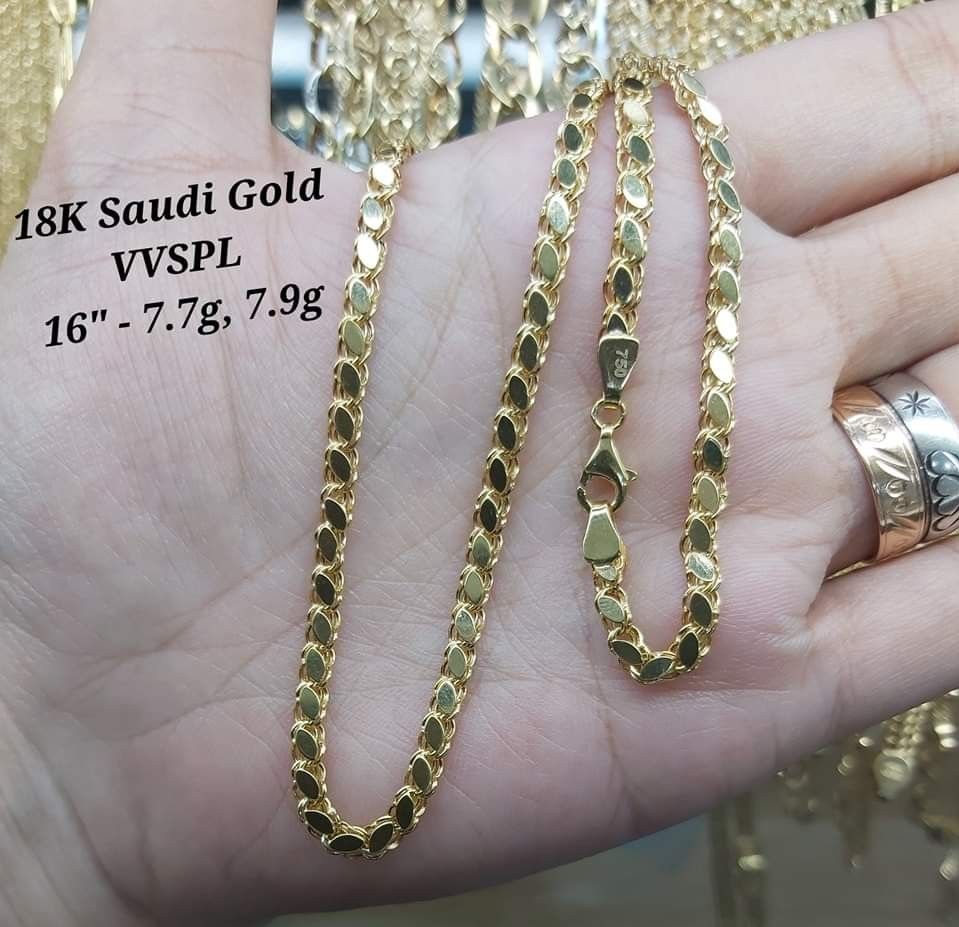 18K Saudi Gold Damascus Chain, Women's Fashion, Jewelry & Organizers ...
