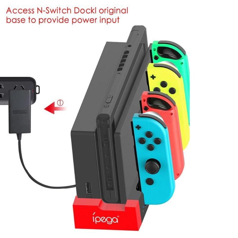 4 in 1 Switch Joycon Charger Charging Dock Base Docking Station LED ...