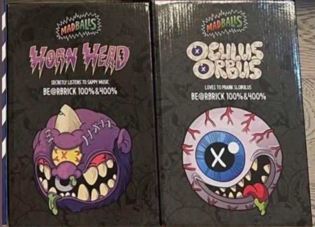 全新 Be@rbrick Bearbrick Madballs Horn Head + Oculus Orbus 400%+100% 一對 ...