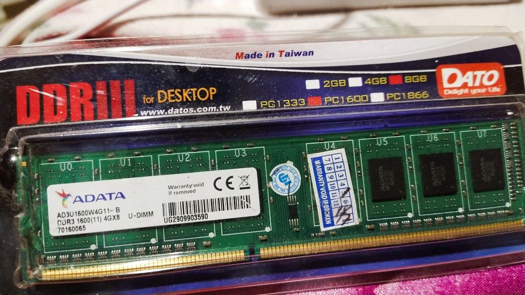 ADATA DDR3 8GB RAM for Desktop, Computers & Tech, Parts & Accessories ...