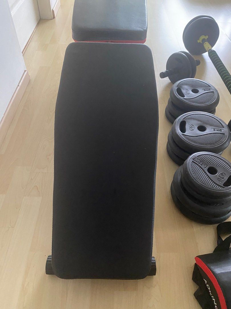 ADKING workout bench with weights, Sports Equipment, Exercise & Fitness ...