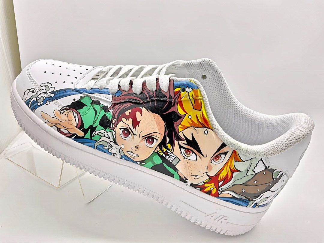 All hand painted anime Demon Slayer in Nike Air Force 1, Fesyen Pria ...