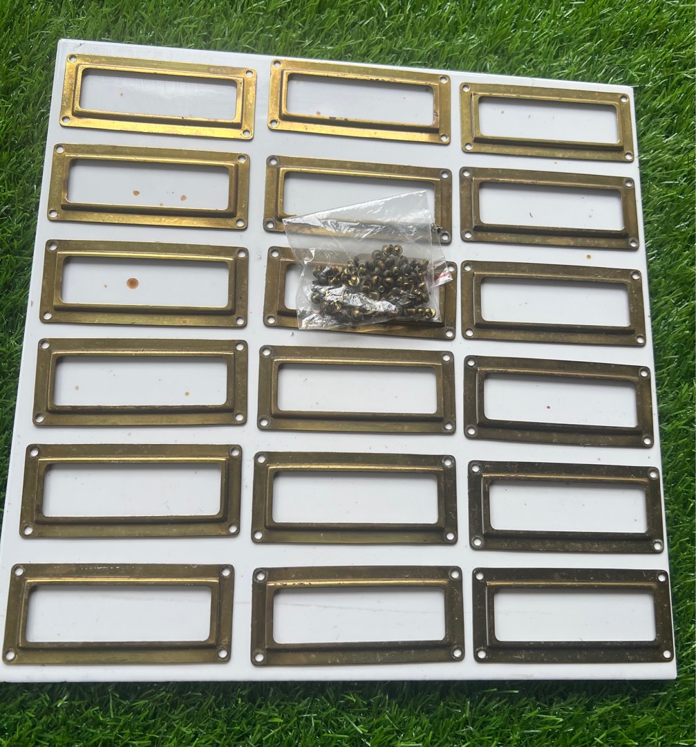Antique, solid Brass Drawer Name Plates (18 pieces), Furniture & Home ...