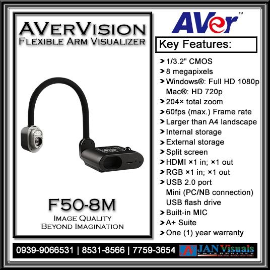 AVerVision F50-8M Flexible Arm Visualizer (Document Camera ...