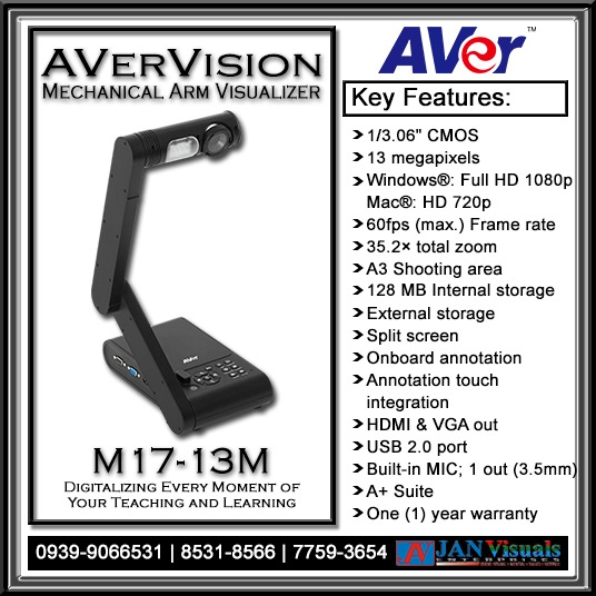 AVerVision M17-13M Mechanical Arm Visualizer (Document Camera), Photography, Cameras on Carousell