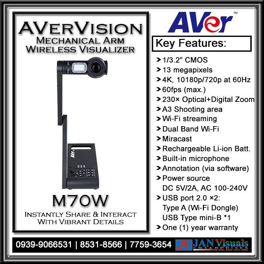 AVerVision M70W Mechanical Arm 4K Wireless Visualizer (Document Camera ...