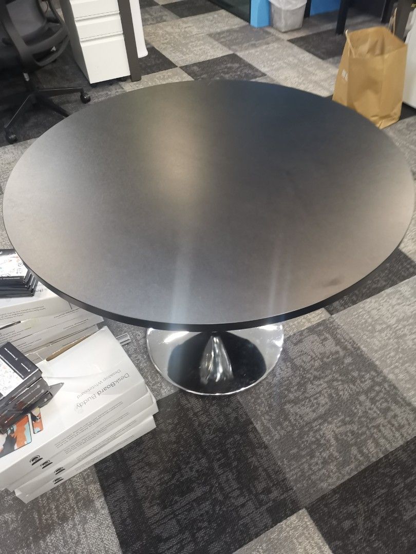 Beautiful Black Matt Round Meeting Table, Furniture & Home Living ...