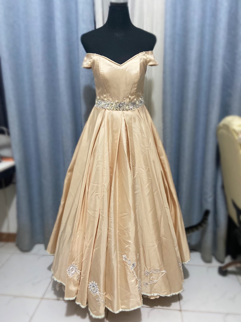 Cream ball gown, Women's Fashion, Dresses & Sets, Evening dresses ...