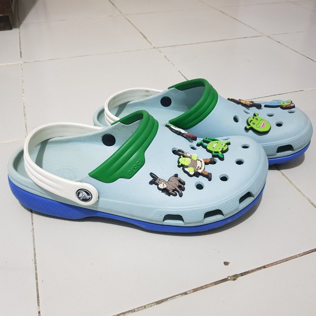 Crocs x shrek, Men's Fashion, Footwear, Slippers & Slides on Carousell